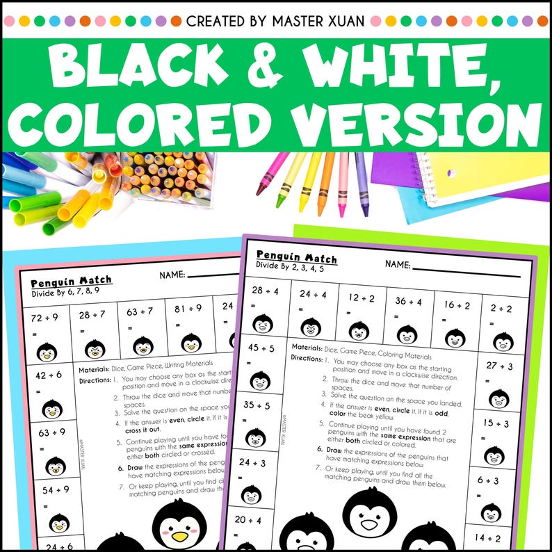 Division Game Worksheets for Homeschool Math Review Fact Fluency ...