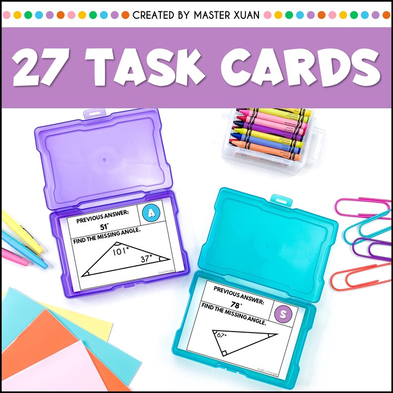 Find Unknown Angles in Triangles 5th Grade Math Scavenger Hunt Game for ...