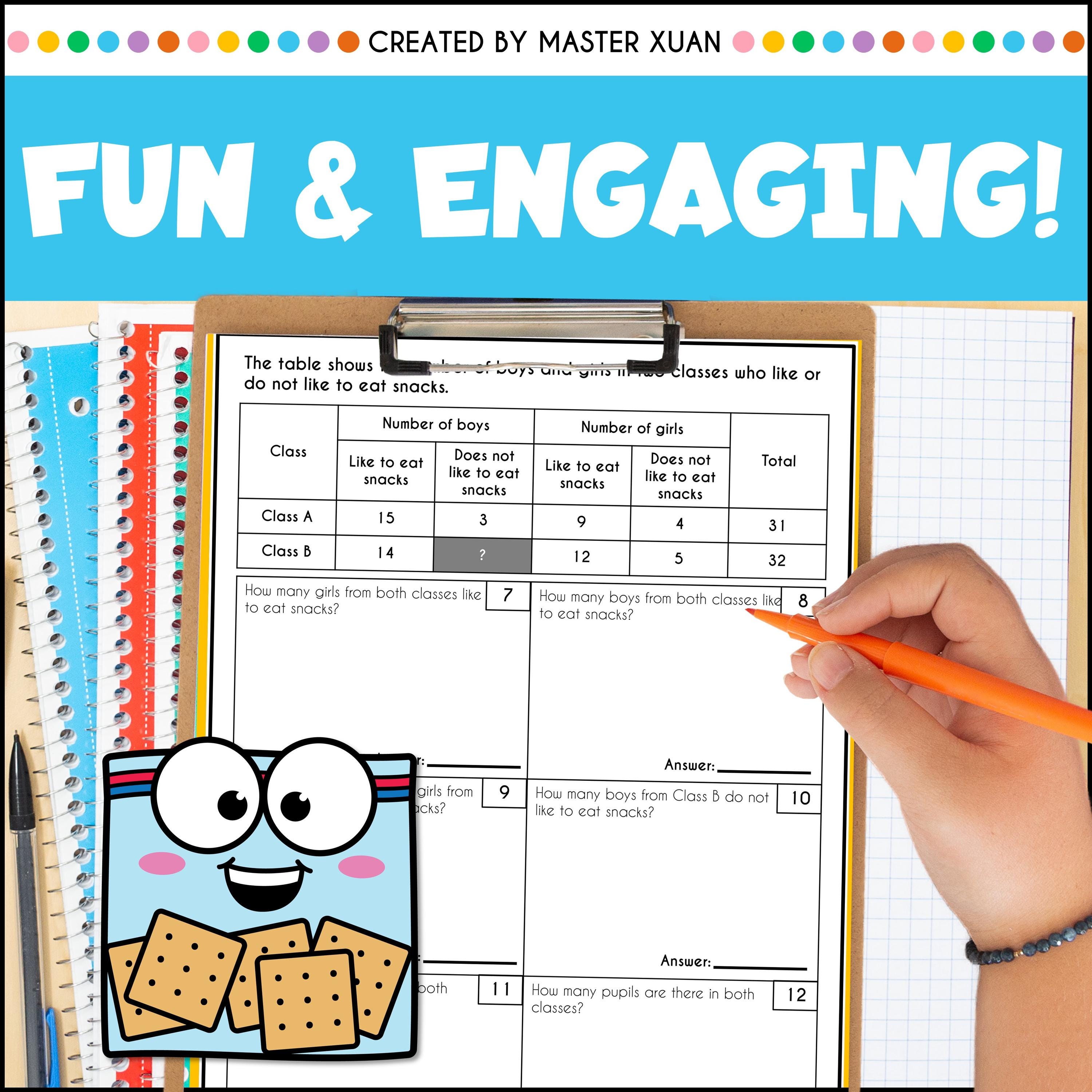 Tables and Graphs Worksheets for 4th Grade Data Analysis Read Charts ...