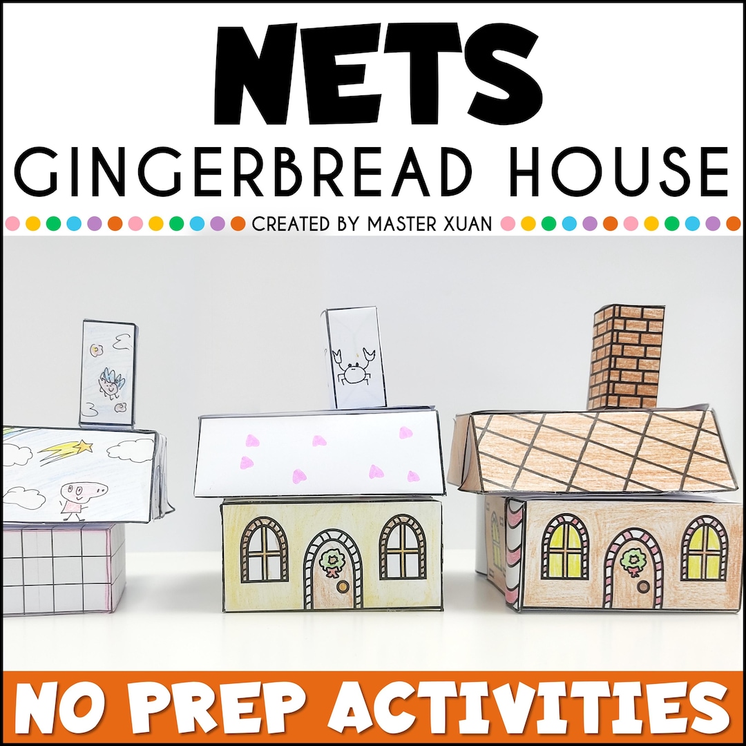 Gingerbread House 3D Paper Craft Templates - Christmas Math Geometry ...
