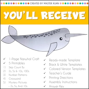 Narwhal Craft Homeschool Learning Letter N Activity Ocean Animal Math ...