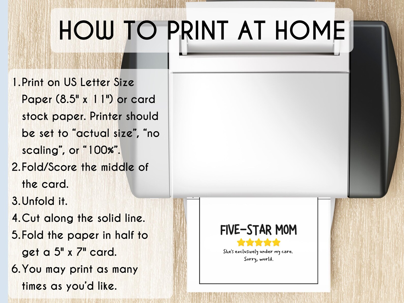 Funny Printable Mother's Day Card for Mom From Child Son Daughter, Best ...
