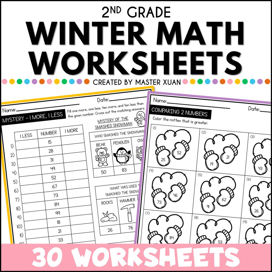 Winter Math Worksheets 2nd Grade Printable Add & Subtract to 100 ...