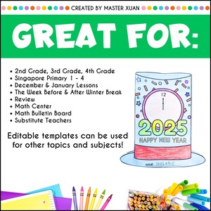 New Year Crafts for Kids 3D Paper Hat Printable Multi-step Numberless ...