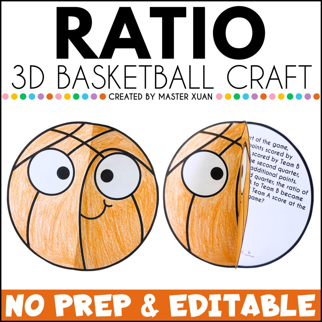 Basketball Craft for 6th Grade Math Review for March Madness Basketball ...