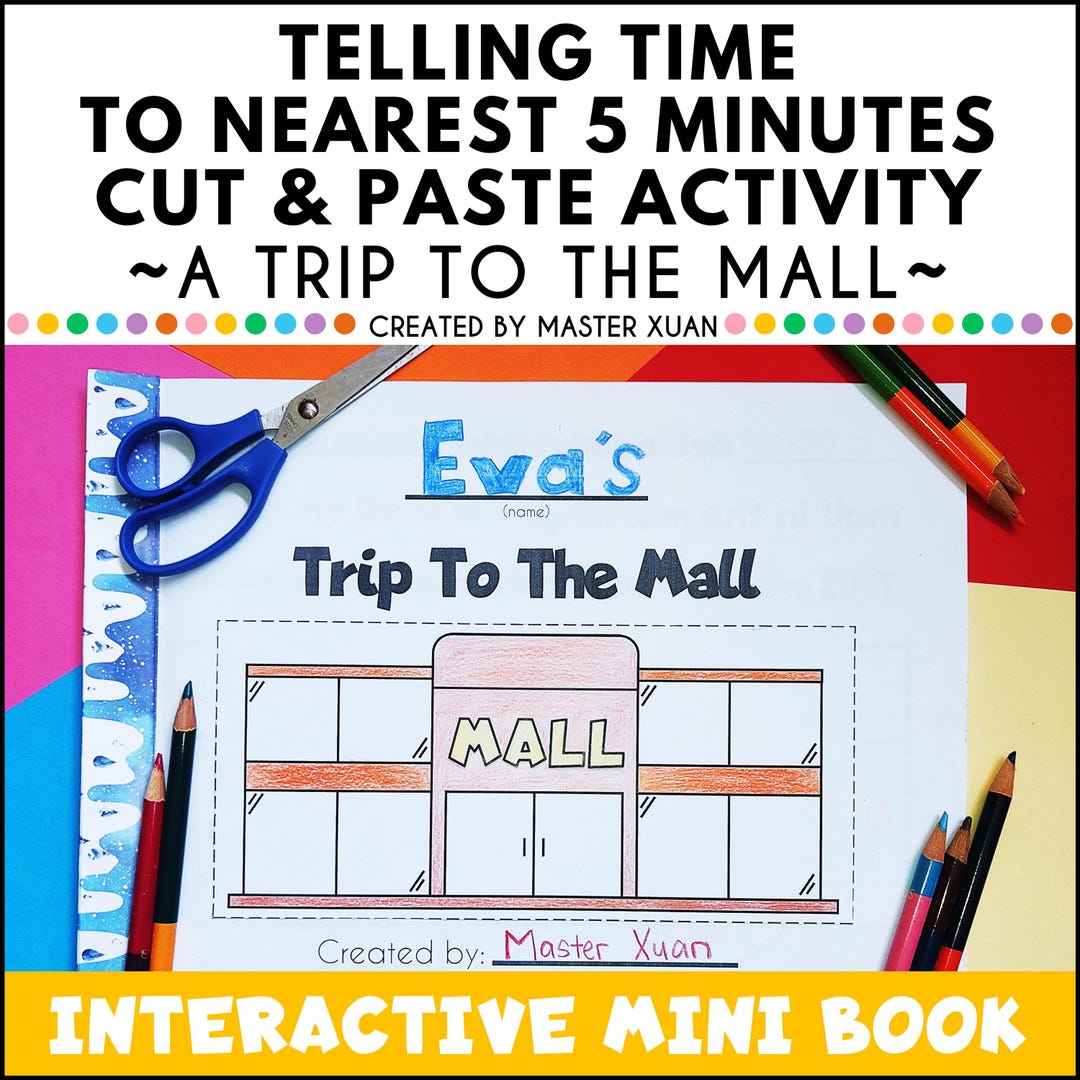 2nd Grade Telling Time to the Nearest 5 Minutes Flip Book Printable Cut ...