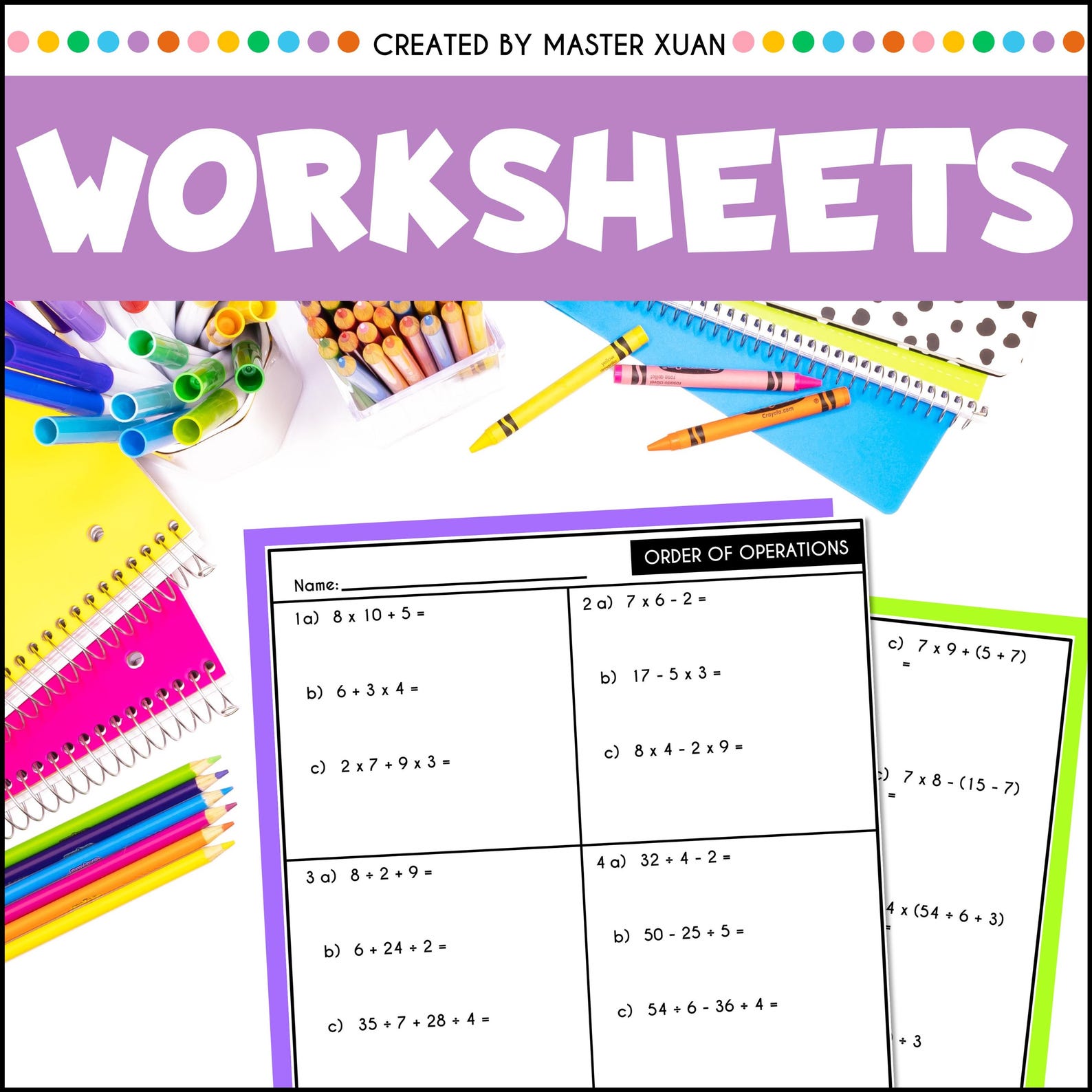 Order of Operations Hands on Activities for 5th Grade Math Worksheets ...