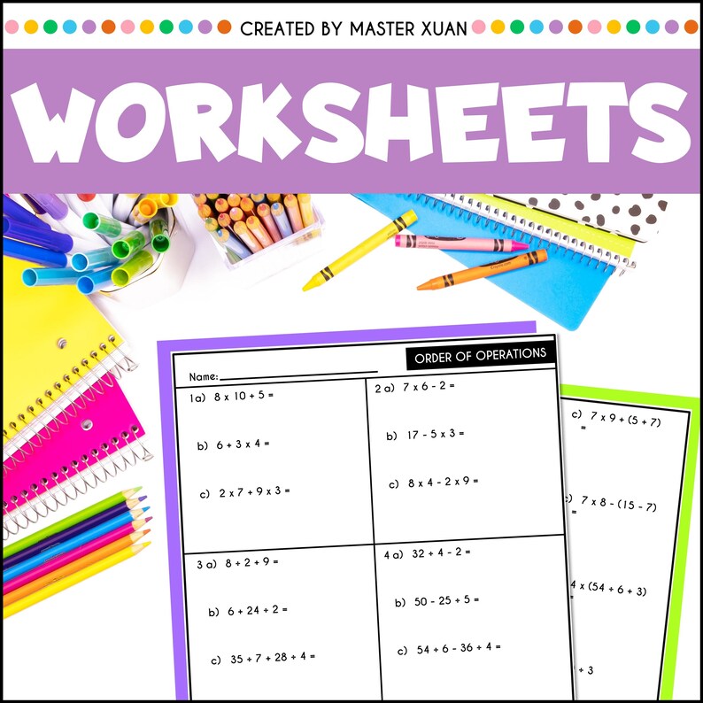 Order of Operations Hands on Activities for 5th Grade Math Worksheets ...