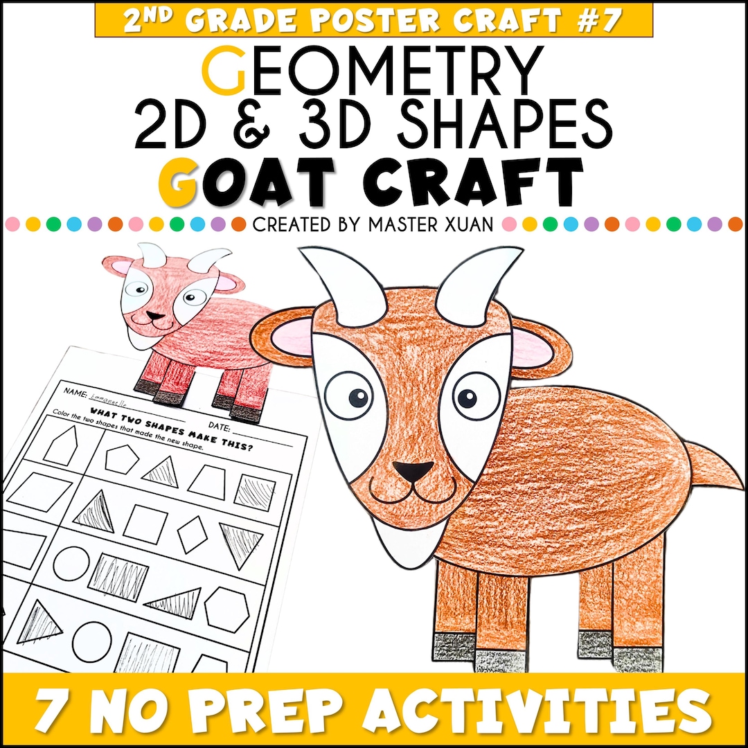 2nd Grade Geometry Worksheet, Goat Craft Shape, Printable Kids Crafts ...