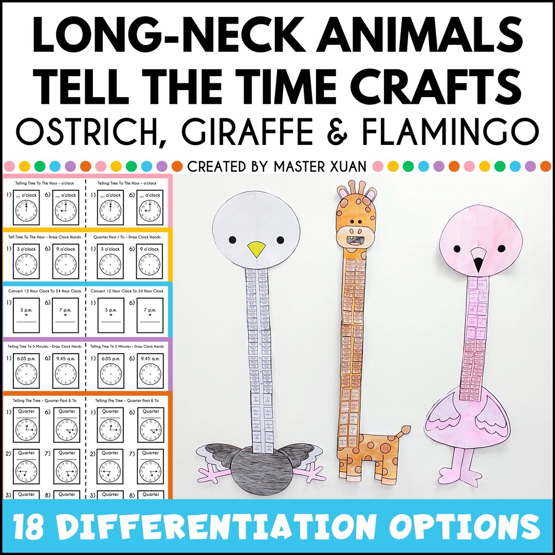 Tell Time Animal Crafts – Minute & Hour Activities for 3rd Grade - Etsy
