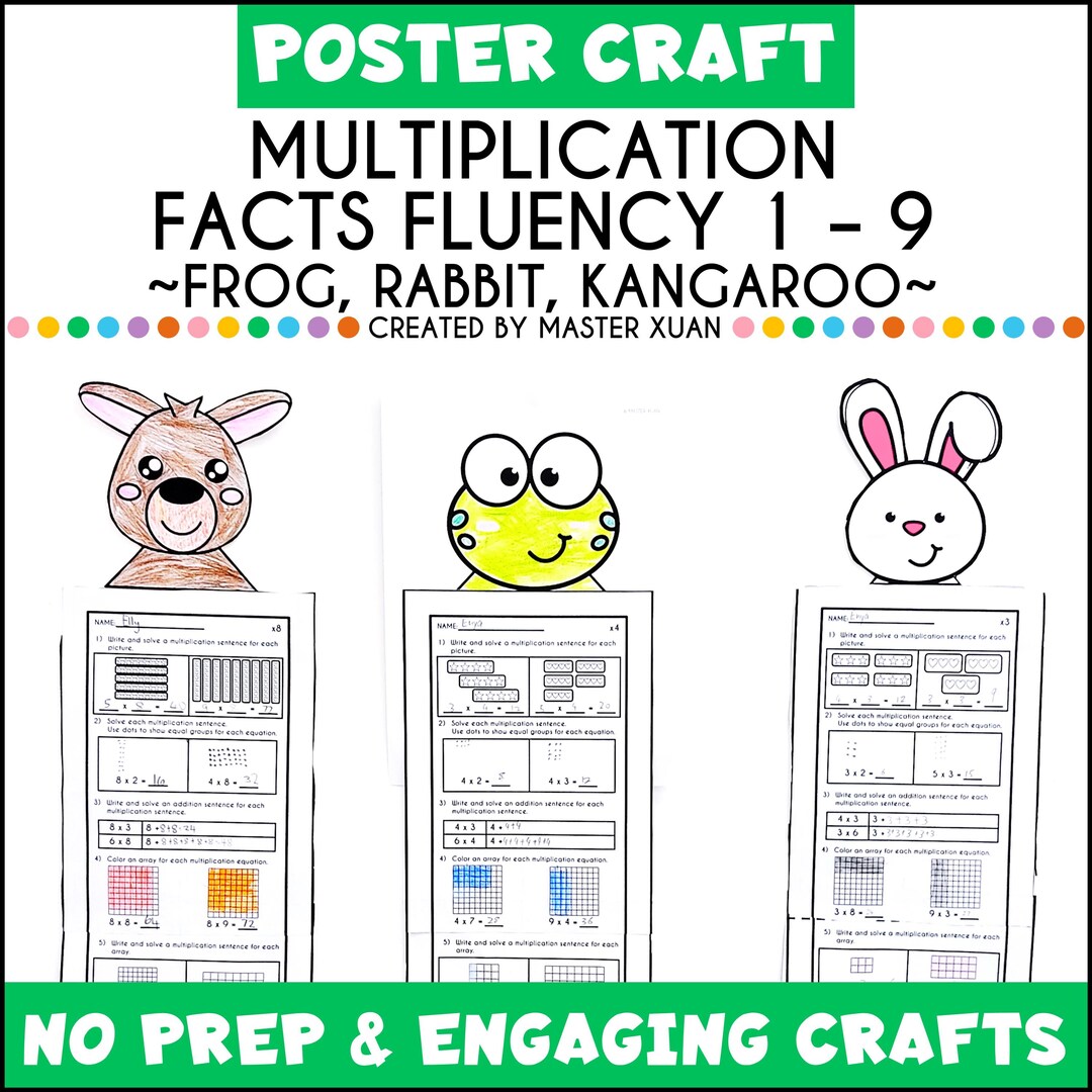 Multiplication Facts for 3rd Grade Math Bulletin Board Jumping Animal ...