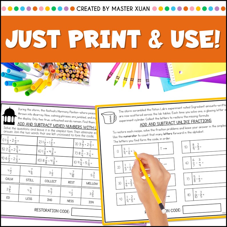 Math Escape Room Printable, Fractions Practice (3rd-5th Grade Review ...