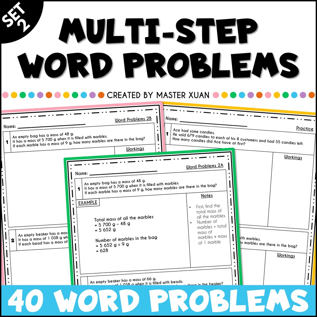 4th Grade Math Worksheets, Multistep Word Problems With Mixed ...