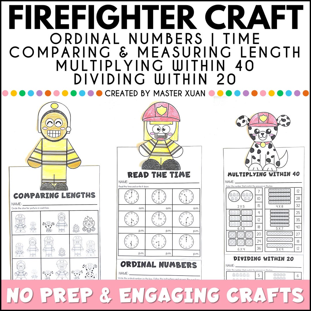 Firefighter Craft for First Grade Math Ordinal Numbers Printable ...
