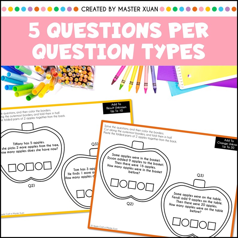 Math Word Problems Addition and Subtraction Within 20 Activities for ...