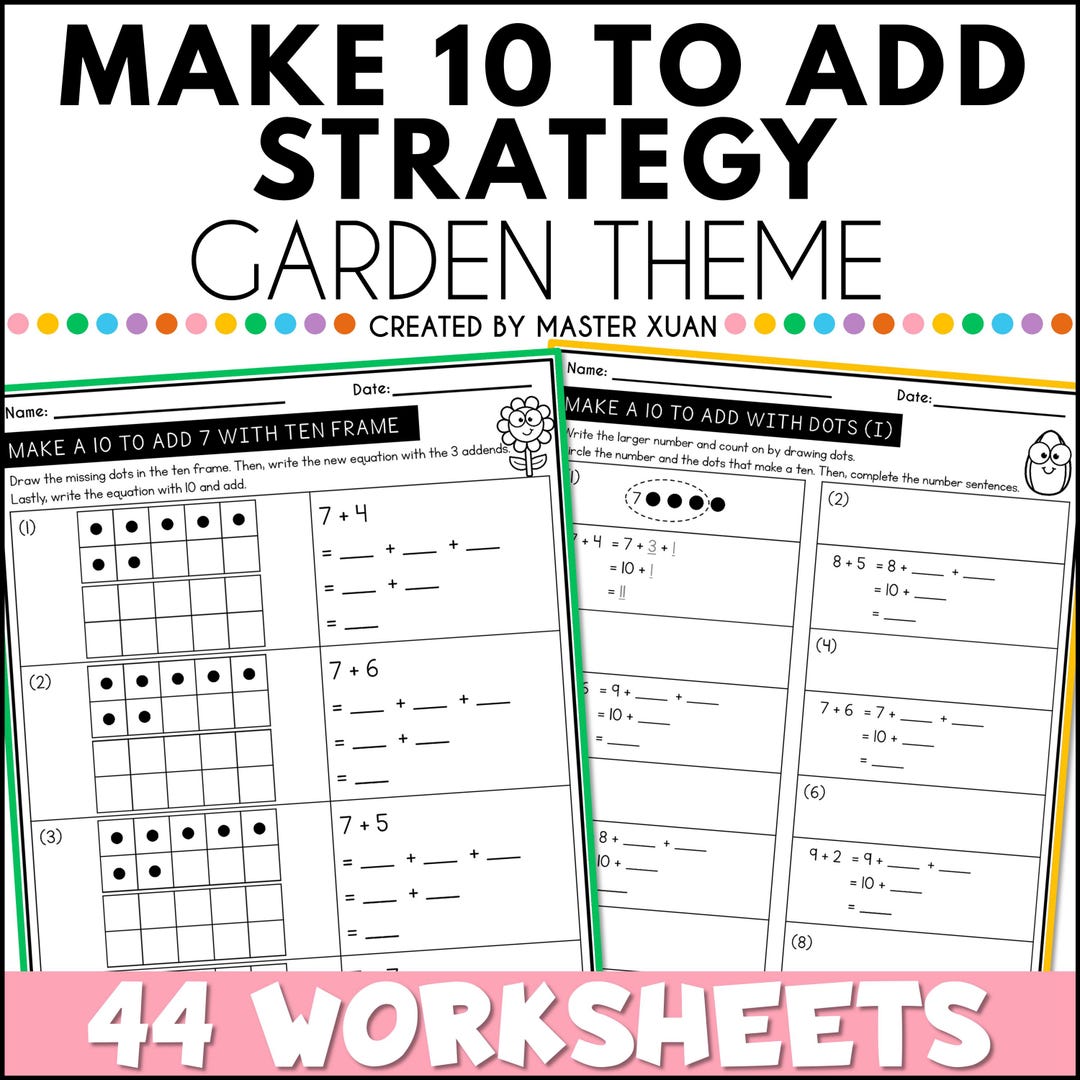 Making Ten to Add Worksheets for 1st Grade Addition up to 20 Worksheets ...