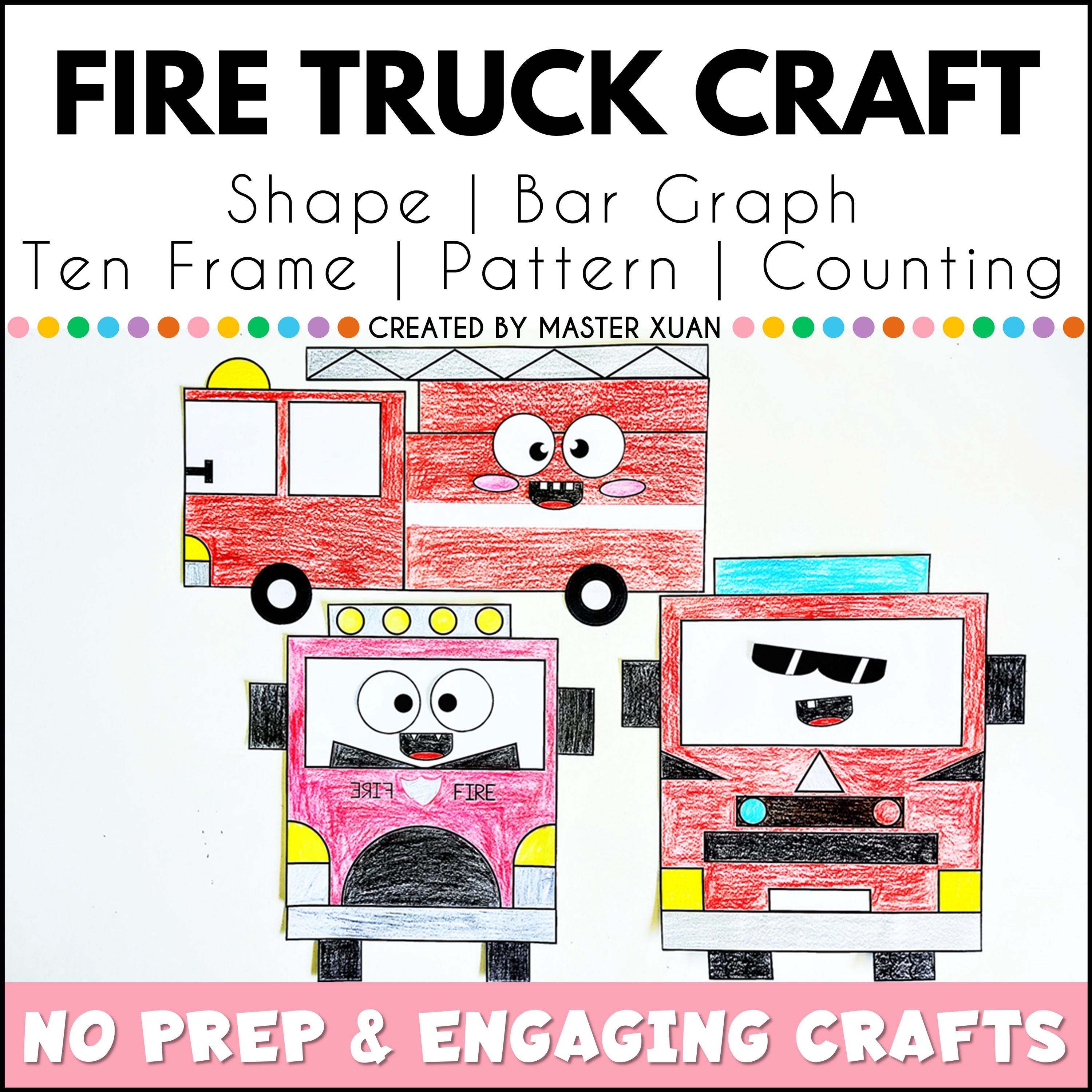 Fire Truck Craft Template for First Grade Math Patterns Bar Graph ...