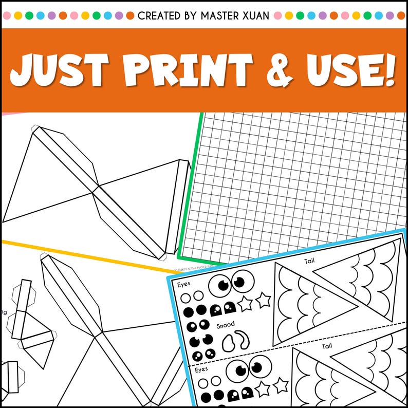 Turkey Paper Craft 3D Shapes for Kids Kid Printable Crafts Nets Surface ...