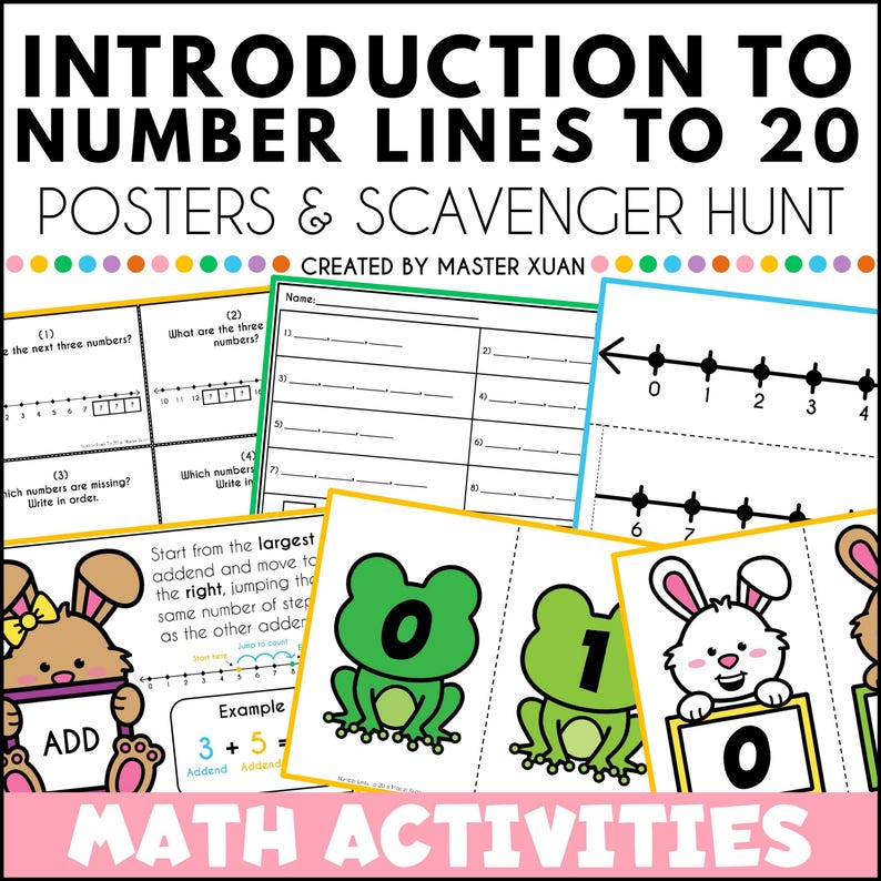 Large Printable Number Lines to 20 Posters & Scavenger Hunt for Grade 1 ...