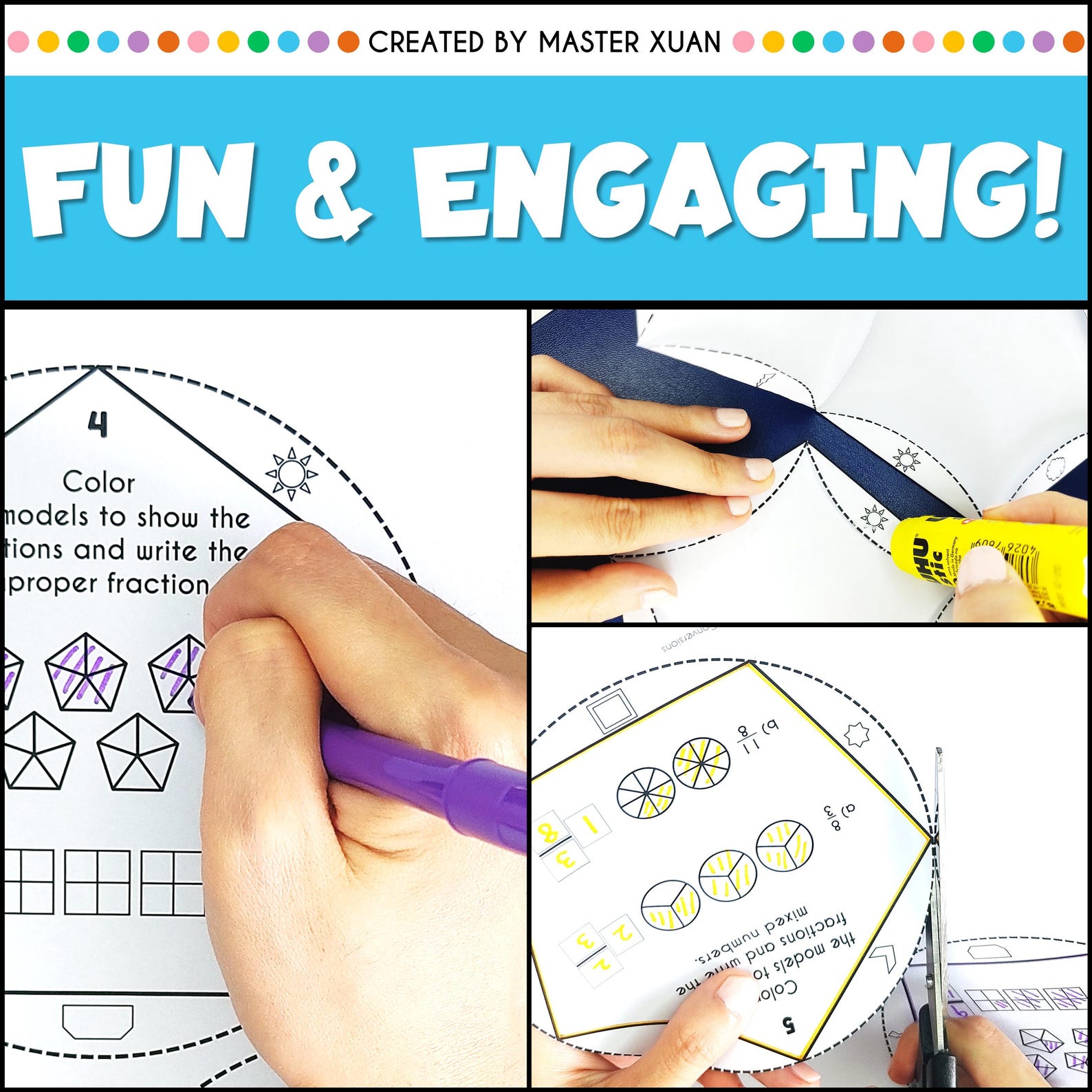 Mixed Numbers and Improper Fractions Math Craft Printable Activities ...