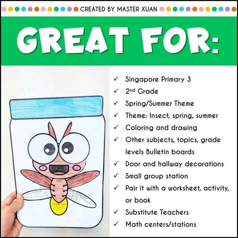 Spring Printable Firefly Crafts for Place Value Standard, Expanded and ...