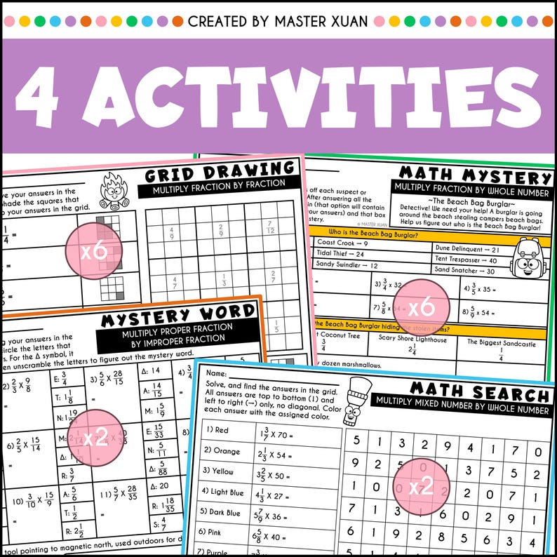 Multiplying Fractions Activity Sheets for 5th Grade Worksheet Math ...
