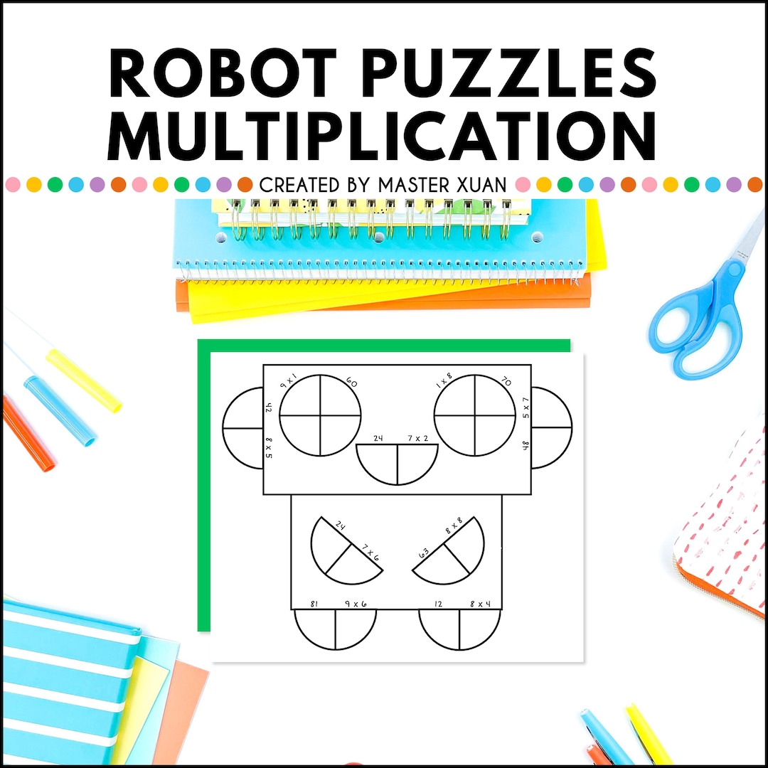 Robot Multiplication Jigsaw Puzzle – 3rd Grade Math Facts Printable ...