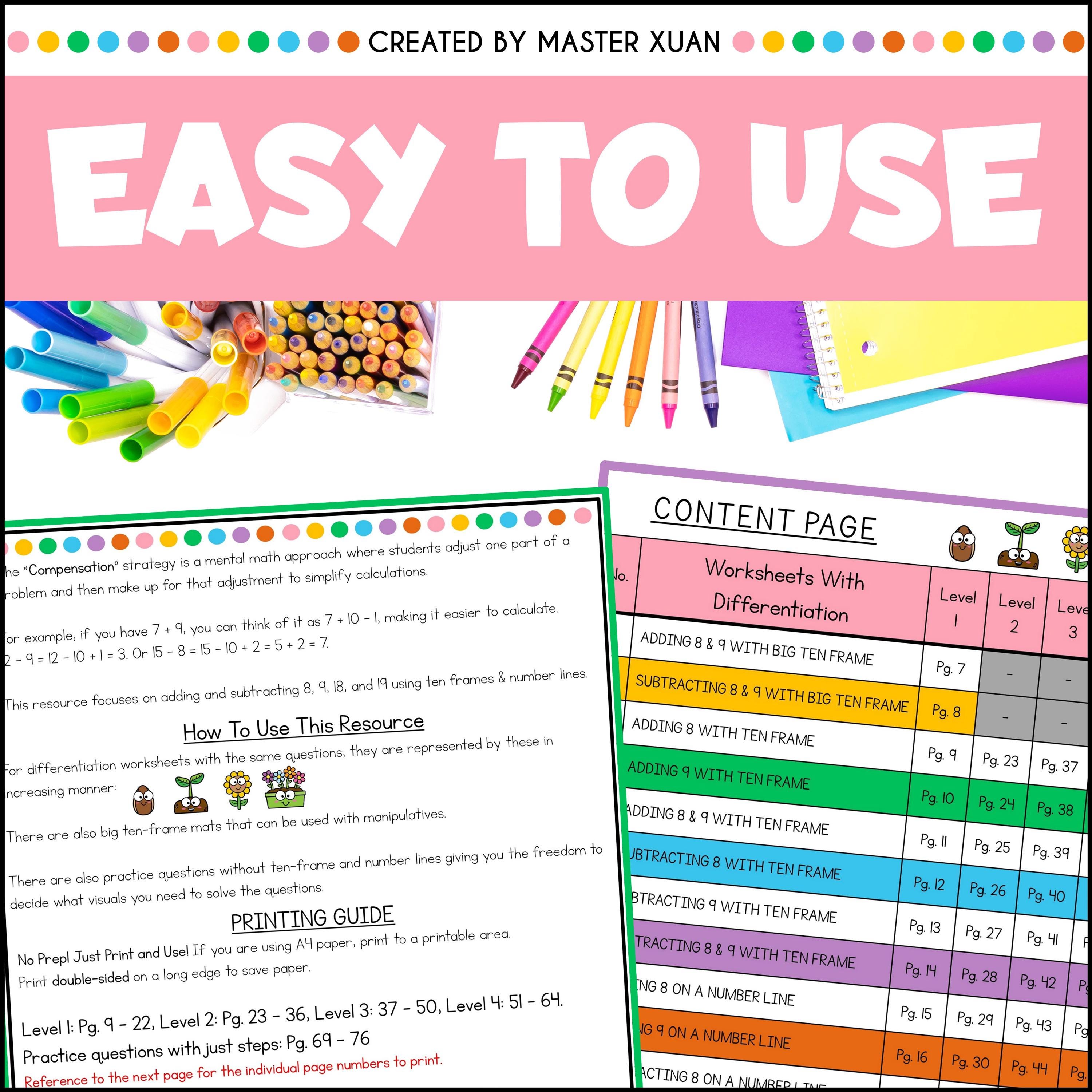 Addition and Subtraction Within 100 Worksheets Math Compensation ...