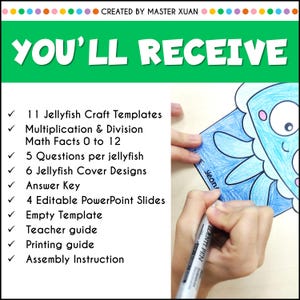 3D Jellyfish Craft for 3rd Grade Math Facts Multiplication Printable ...