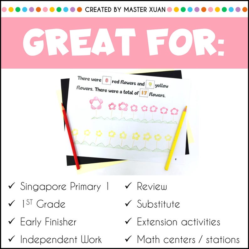 Cut and Paste Activity for 1st Grade Math Add & Subtract Within 20 ...