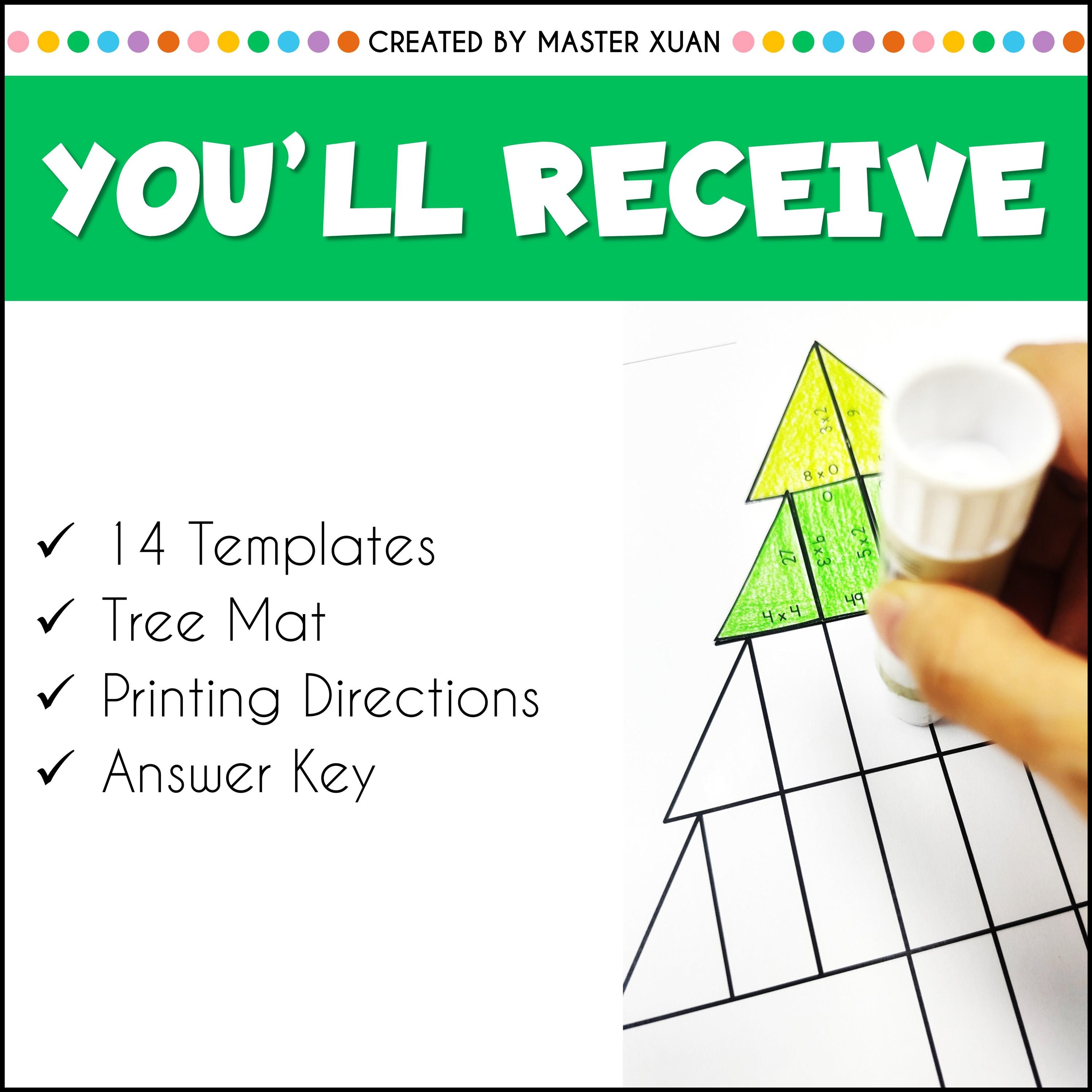 3rd 4th Grade Christmas Tree Jigsaw Puzzle Math Multiplication Facts ...