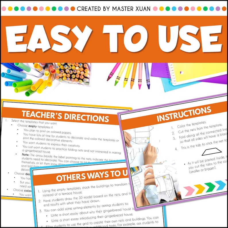 Gingerbread House 3D Paper Craft Templates - Christmas Math Geometry ...