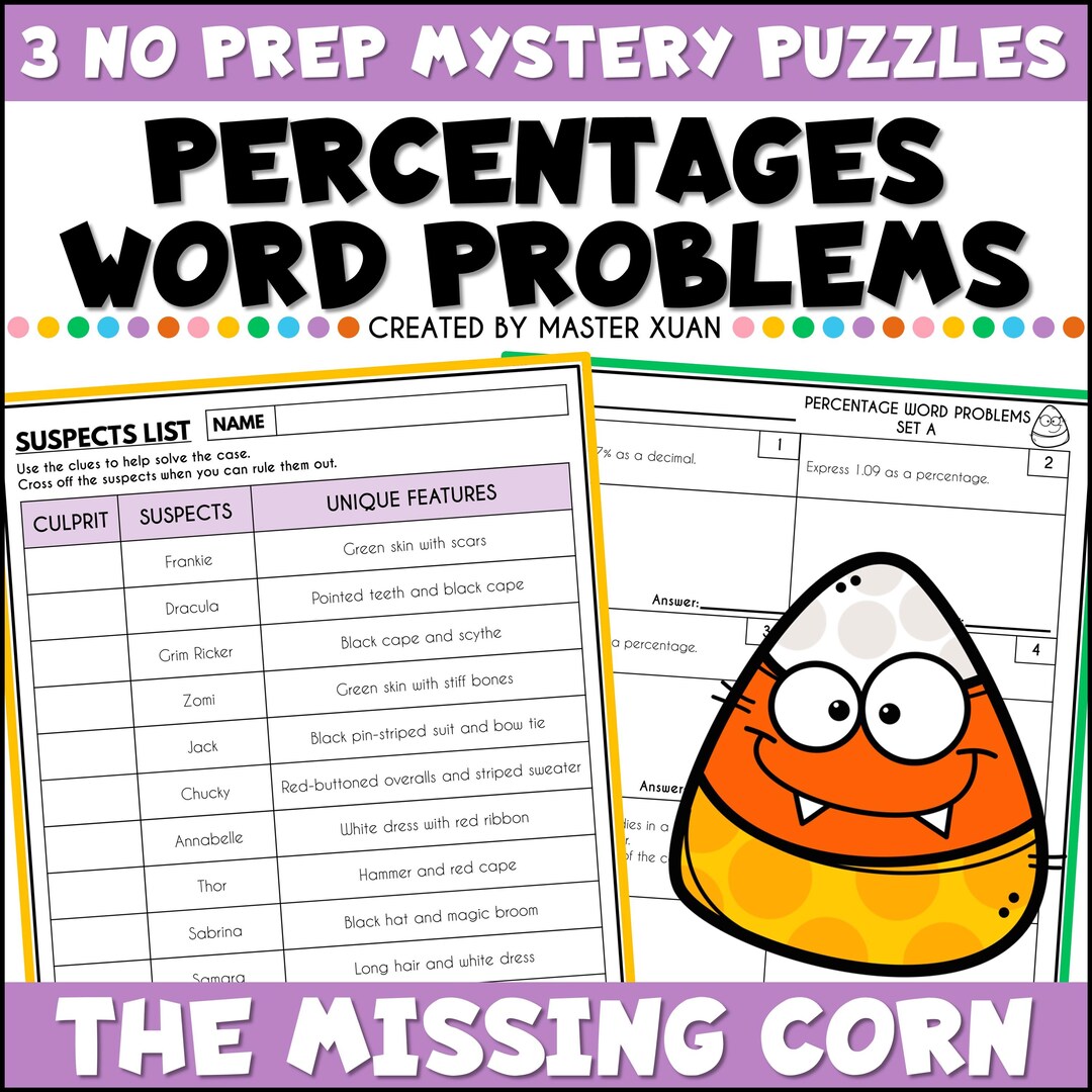 Percentages Word Problems Worksheets for 6th Grade Finding Percent of A ...