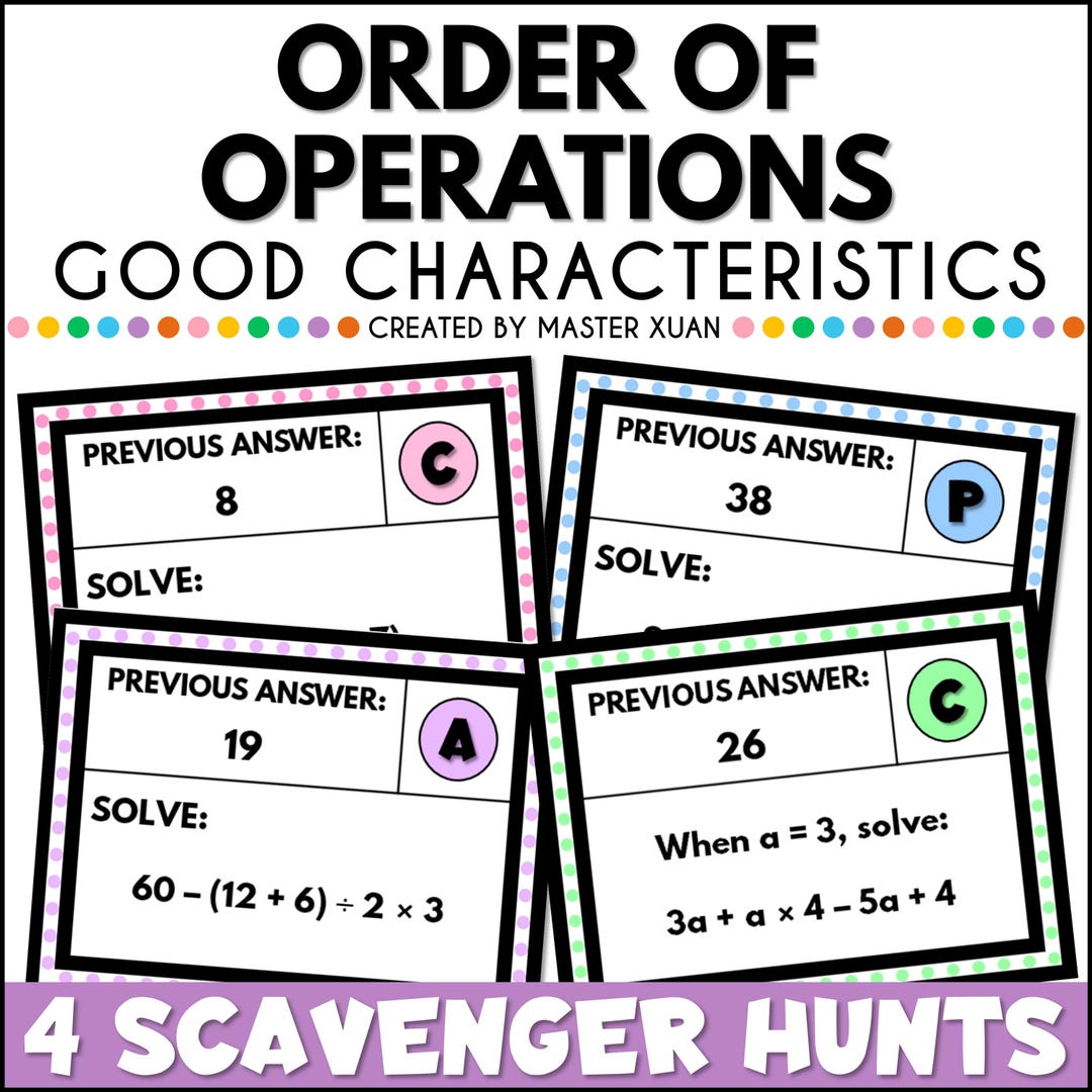 Order of Operations Game for 5th Grade Math Games Task Cards for 6th ...