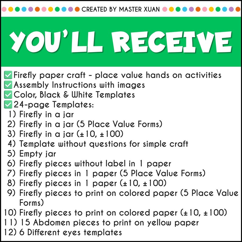 Spring Printable Firefly Crafts for Place Value Standard, Expanded and ...