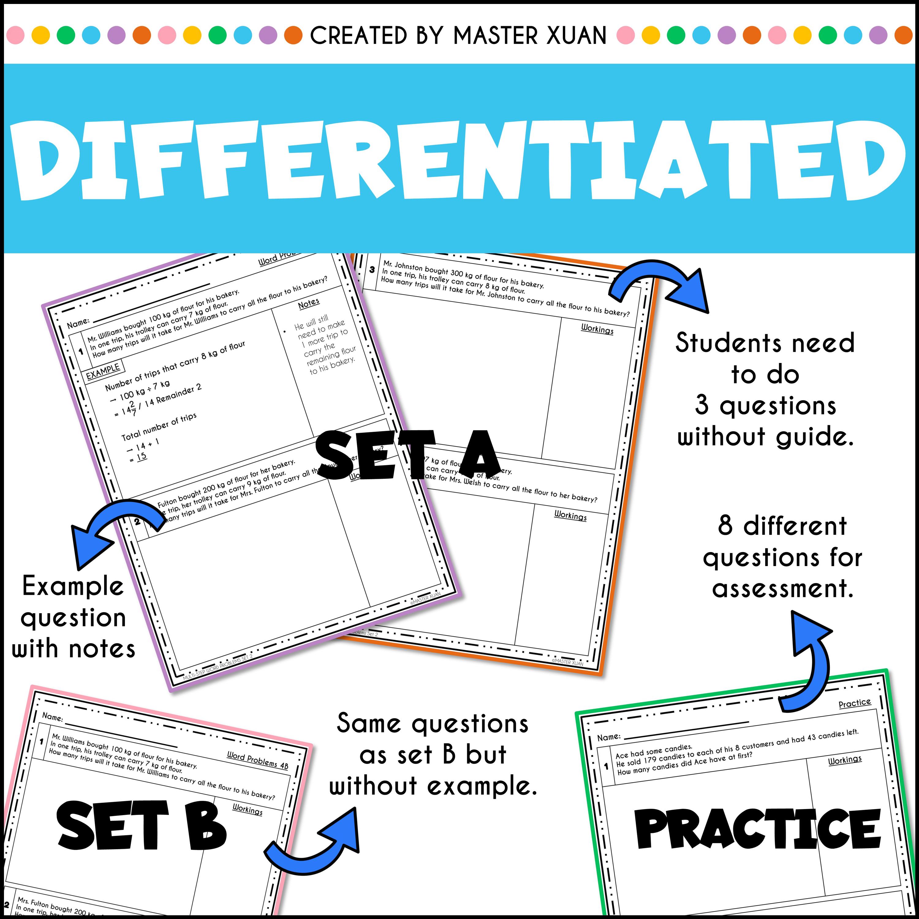 All Operations Math Story Problems Grade 4 Homework, 4th Grade 2 Step ...