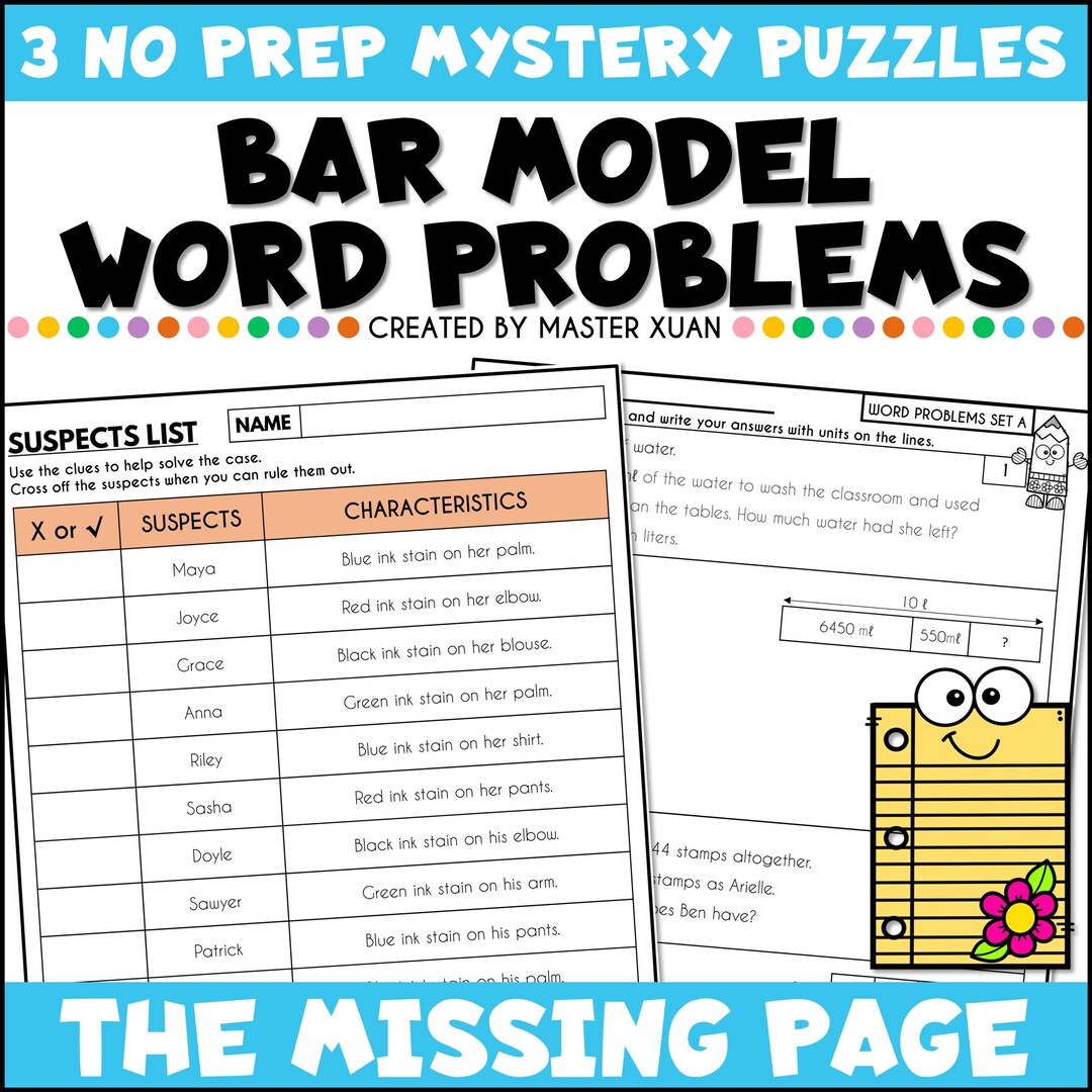 3rd Grade Bar Model Word Problems Worksheets for Fourth Grade Math ...