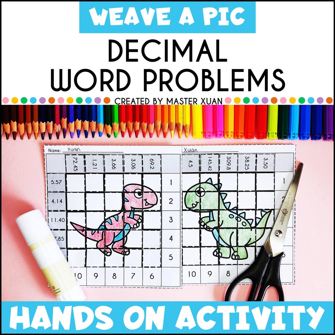 Dinosaur Craft Printables Paper Weave Crafts for Decimals Word Problems ...