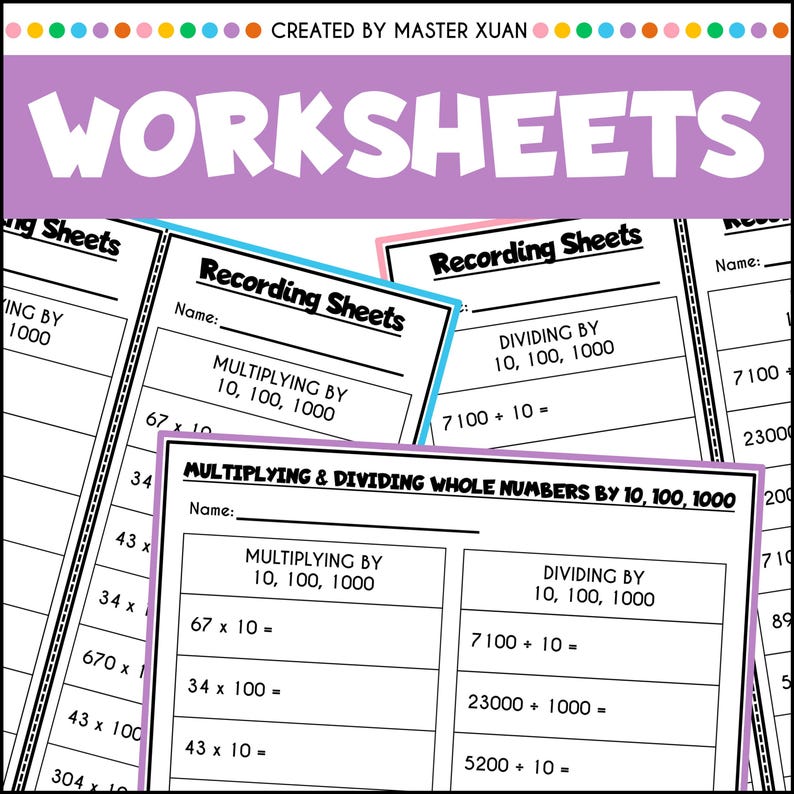 Multiply and Divide by 10 100 1000 Hands on Activities for Kids ...