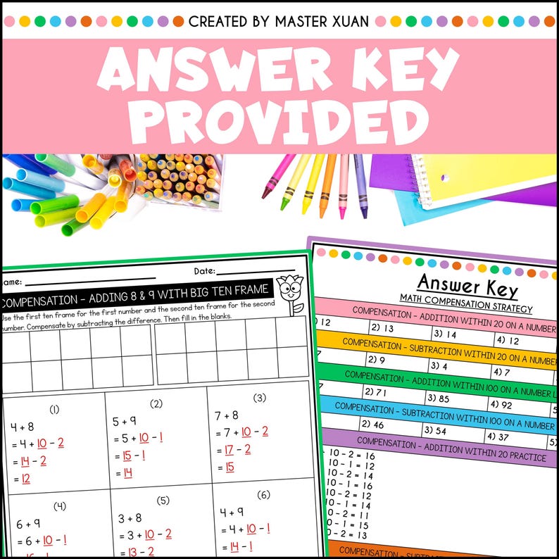 Addition and Subtraction Within 100 Worksheets Math Compensation ...