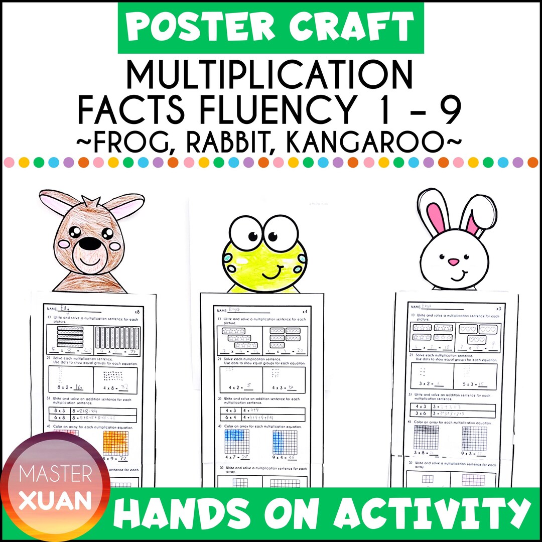 Multiplication Facts for 3rd Grade Math Bulletin Board Jumping Animal ...