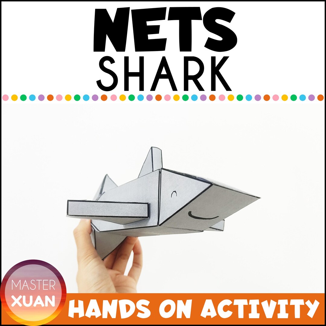 Shark Paper Craft 3D Shapes for Kids Kid Printable Crafts Nets Surface ...