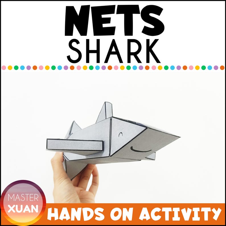 Shark Paper Craft 3D Shapes for Kids Kid Printable Crafts Nets Surface ...