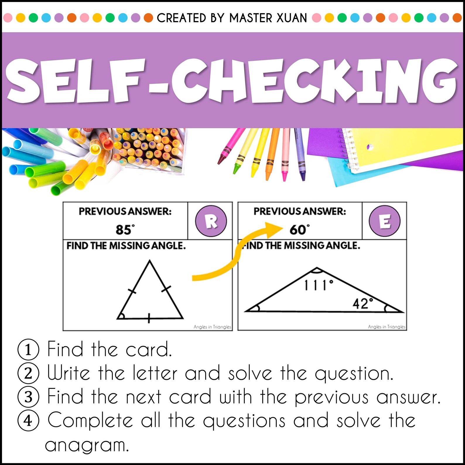 Find Unknown Angles in Triangles 5th Grade Math Scavenger Hunt Game for ...