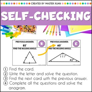 Find Unknown Angles in Triangles 5th Grade Math Scavenger Hunt Game for ...