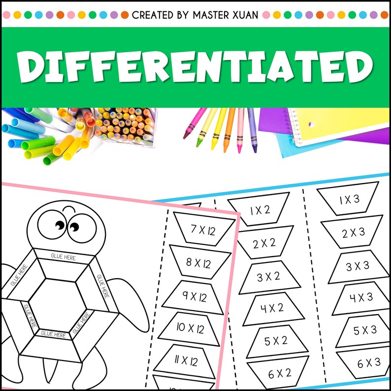 Sea Turtle Craft for 3rd Grade Math Facts Multiplication Printable Math ...