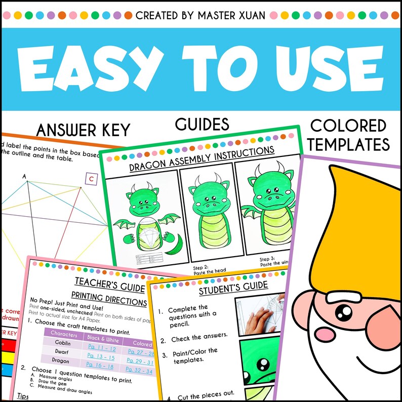 Geometry Printable Crafts for Kids Measure Angles Protractor Practice ...