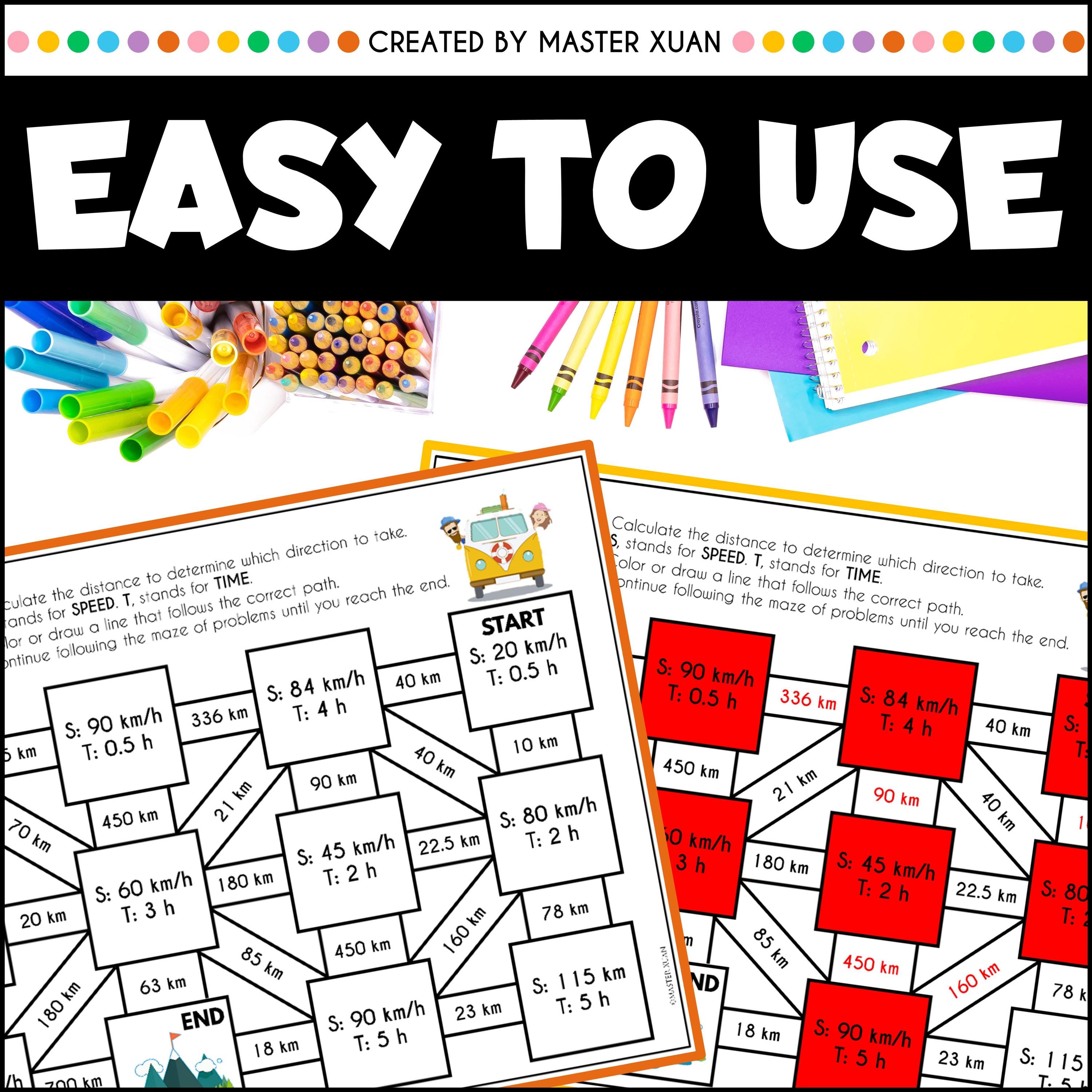 Speed Distance Time Printable Games for 7th Grade Math Speed Formula ...
