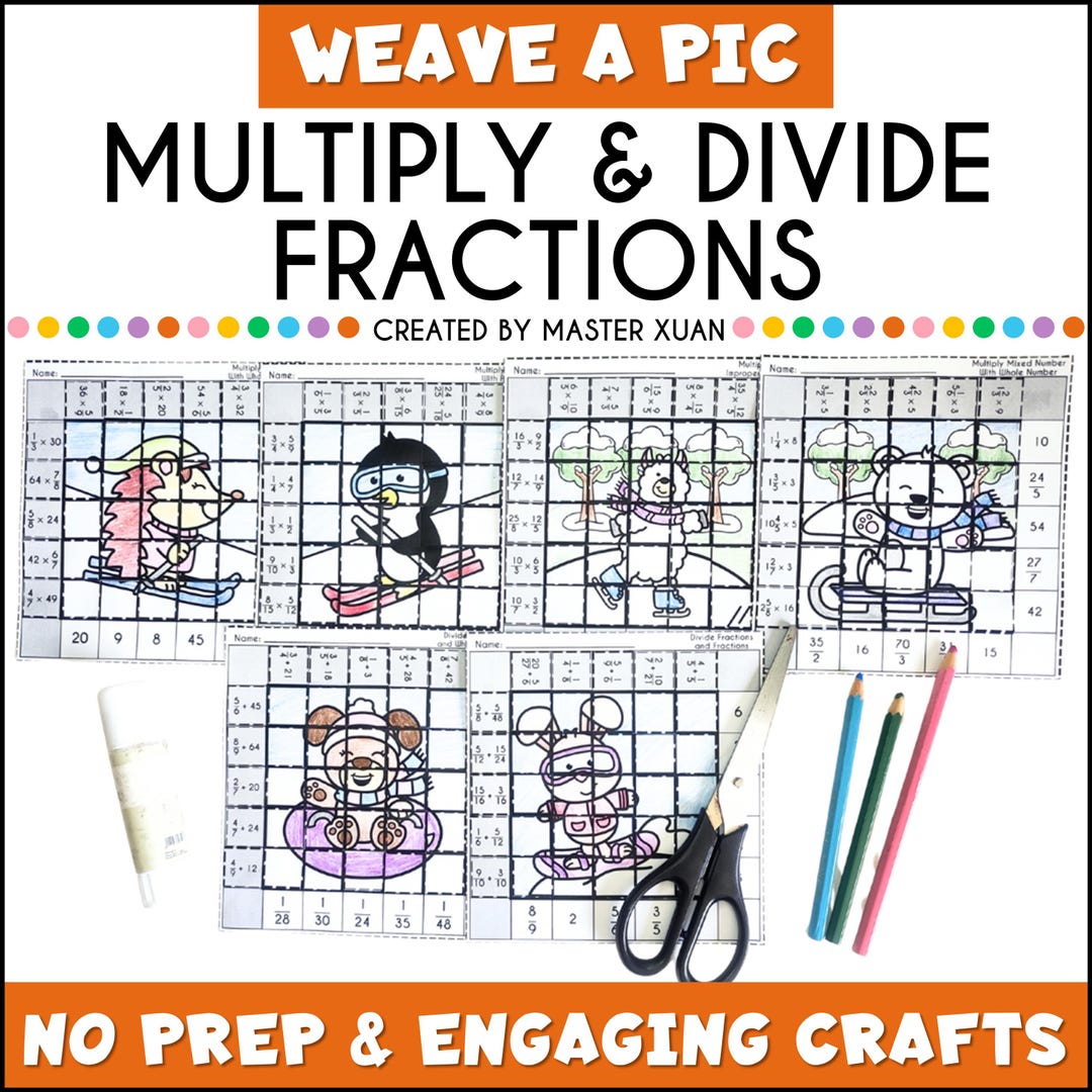 Multiply and Divide Fractions Winter Math Craftivity 5th Grade Craft ...
