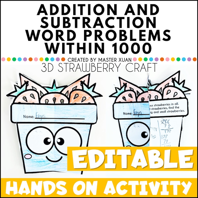 Addition and Subtraction Word Problems Within 1000 Activity for 2nd ...